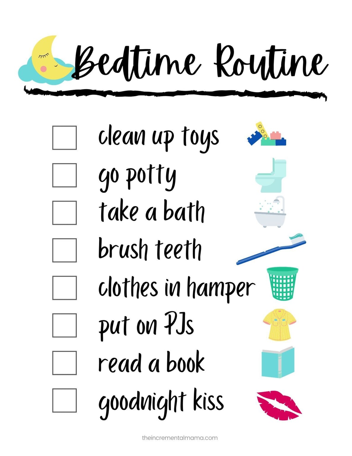 Night Time Routine Chart - timechartprintables.com