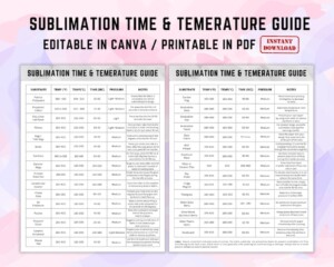 Cheat Sheet Sublimation Time Temp Sublimation Heat Press Temperature ...